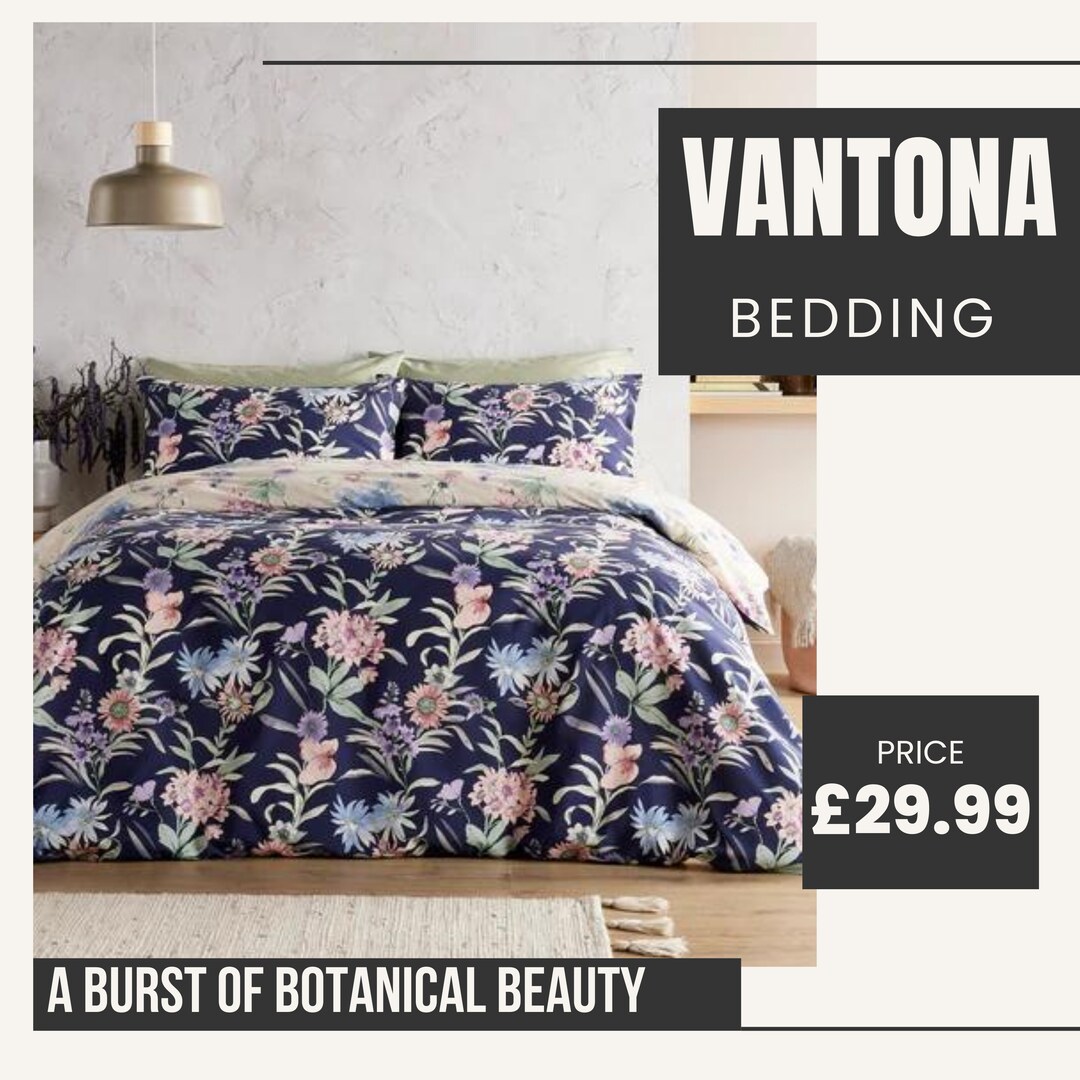 Vantona Home Sherry Floral Fusion Bedding - Reversible 50/50 Poly-cotton Duvet Cover Set - All ...
