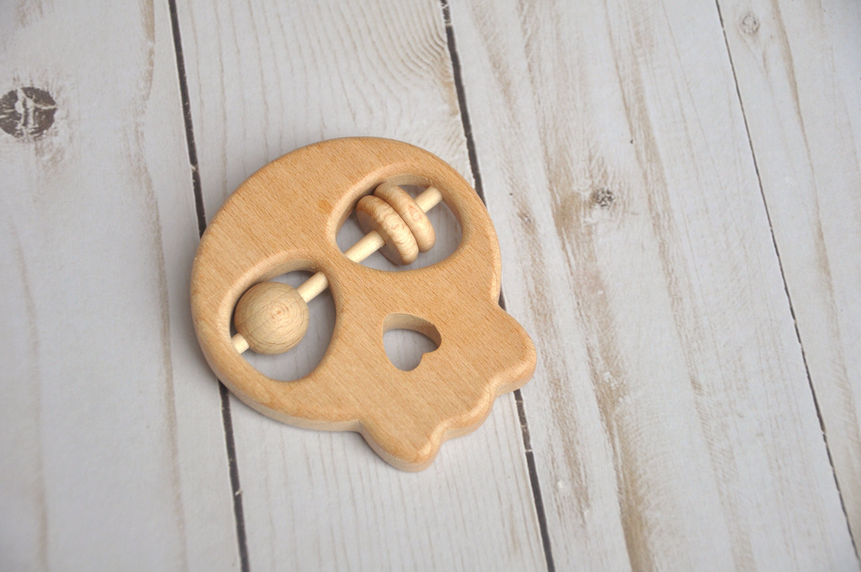 Halloween Rattle Natural Beech Wood Rings Jack o Lantern | Etsy