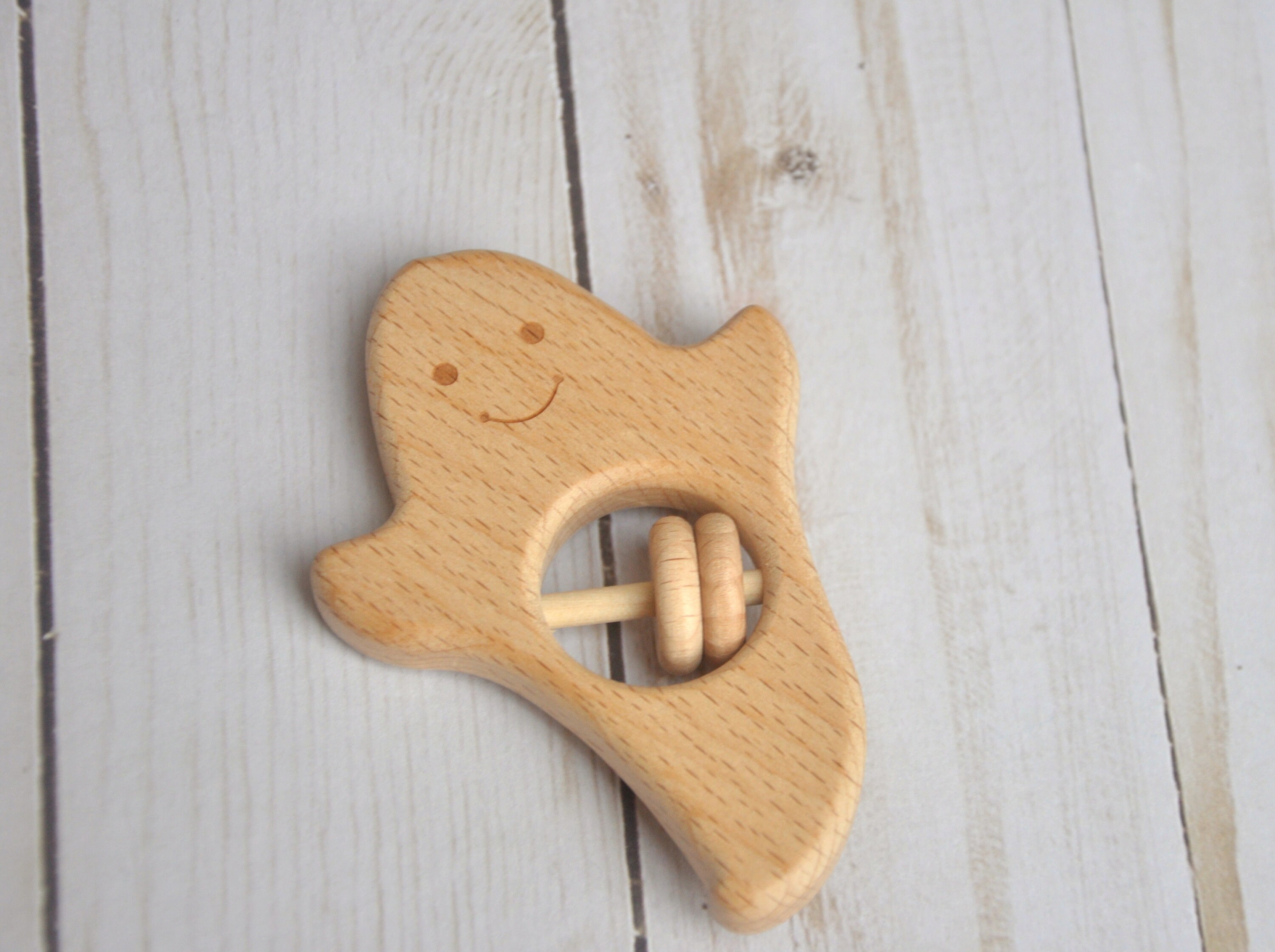 Halloween Rattle Natural Beech Wood Rings Jack o Lantern | Etsy