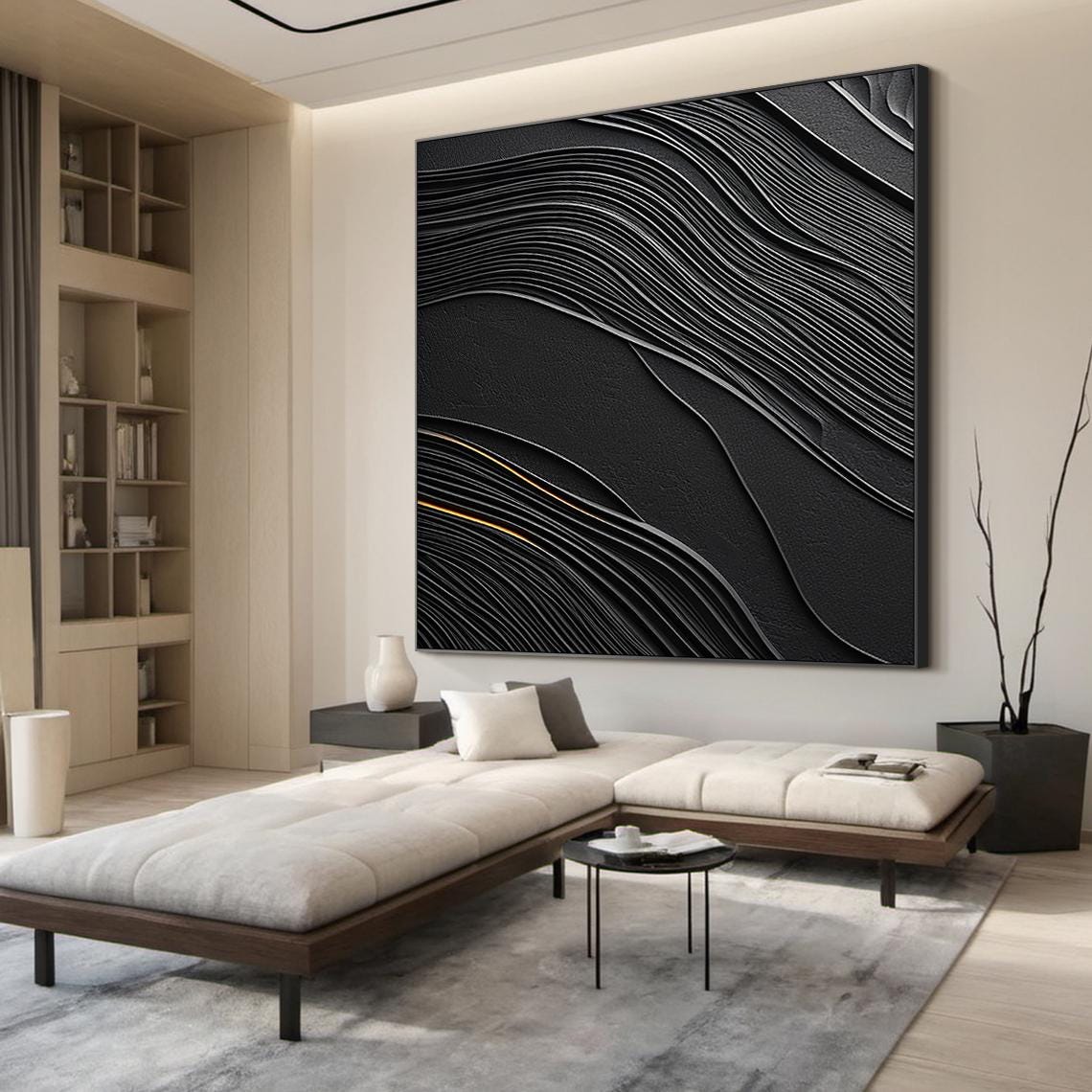 Black Abstract Oil Painting on Canvas, Black Texture Art, Black ...