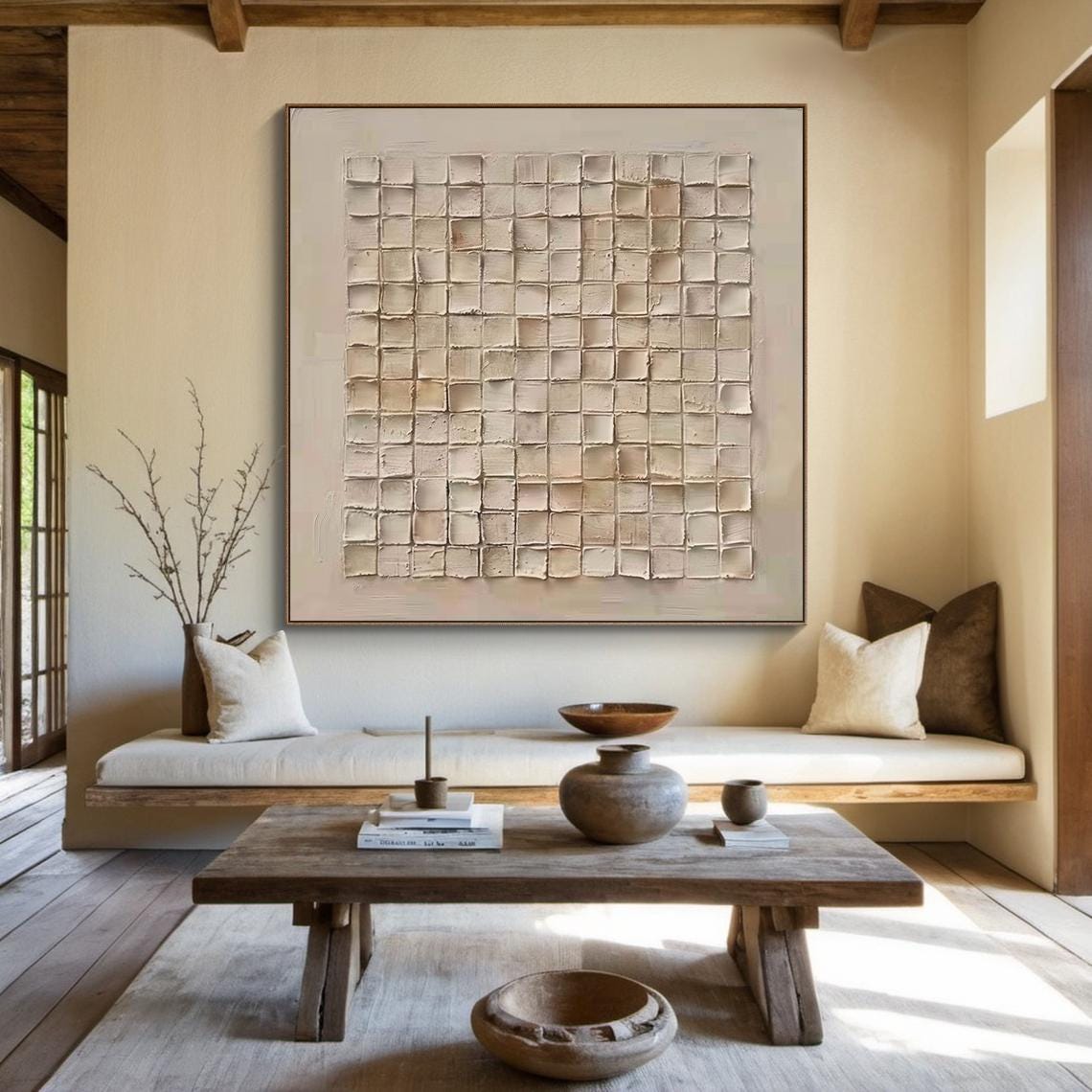 Original Beige 3D Texture Wall Art, Minimalist Painting, Neutral ...