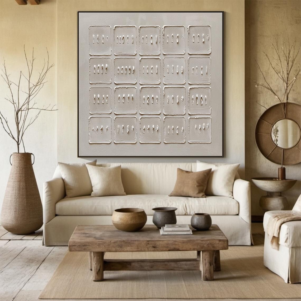 Beige 3D Texture Wall Art, Beige Minimalist Wabi-sabi Wall Art, Large ...