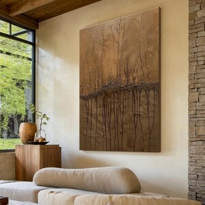 Original Brown Abstract Minimalist Oil Painting | Brown Abstract Art ...