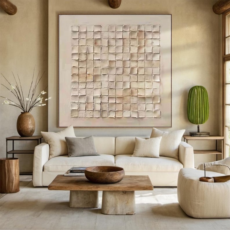 Original Beige 3D Texture Wall Art, Minimalist Painting, Neutral ...