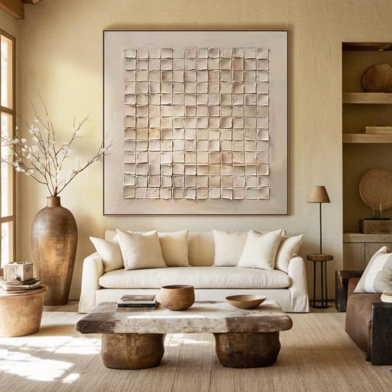 Original Beige 3D Texture Wall Art, Minimalist Painting, Neutral ...