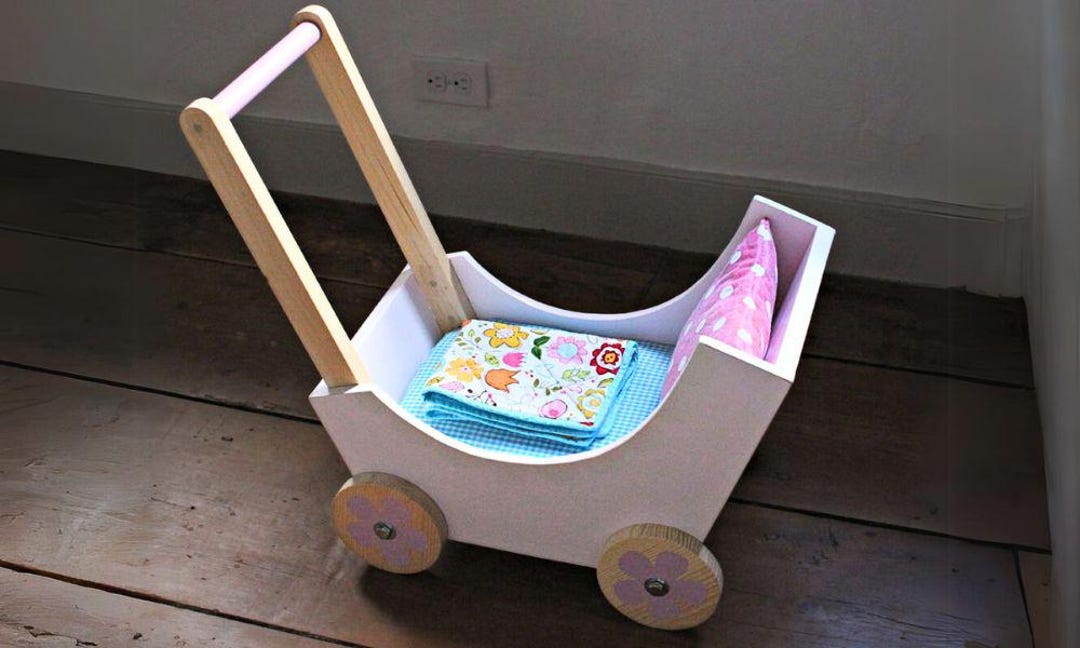 DIY Wood Doll Pram or Stroller, Wood Stroller, Woodworking Wood Doll ...