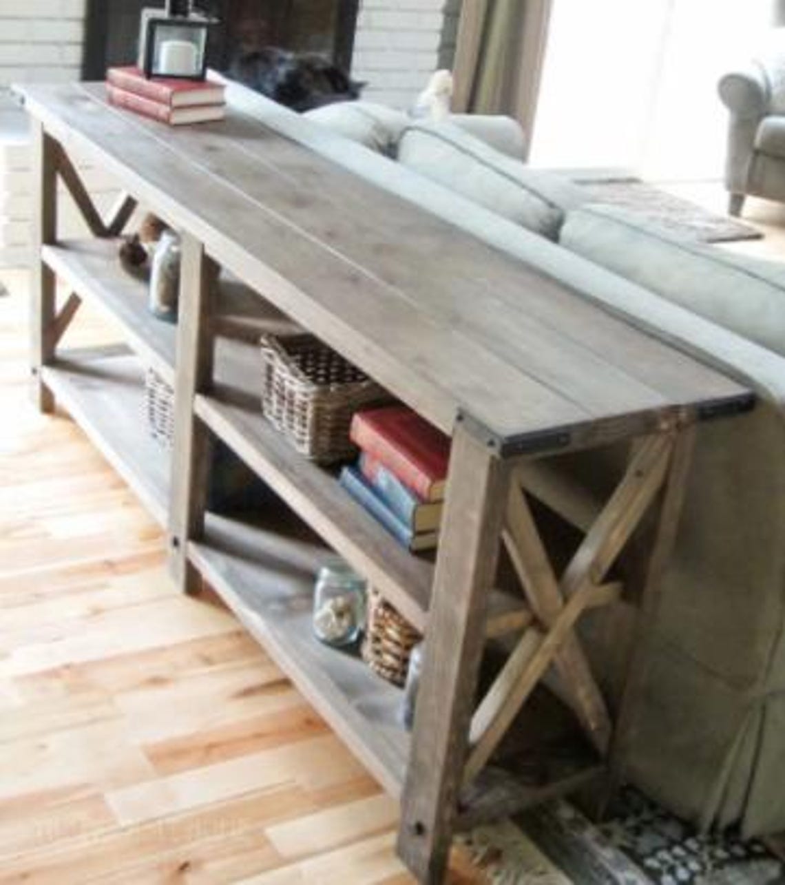 DIY Farmhouse Rustic X Console Table, Rustic X Console Table, Rustic X ...