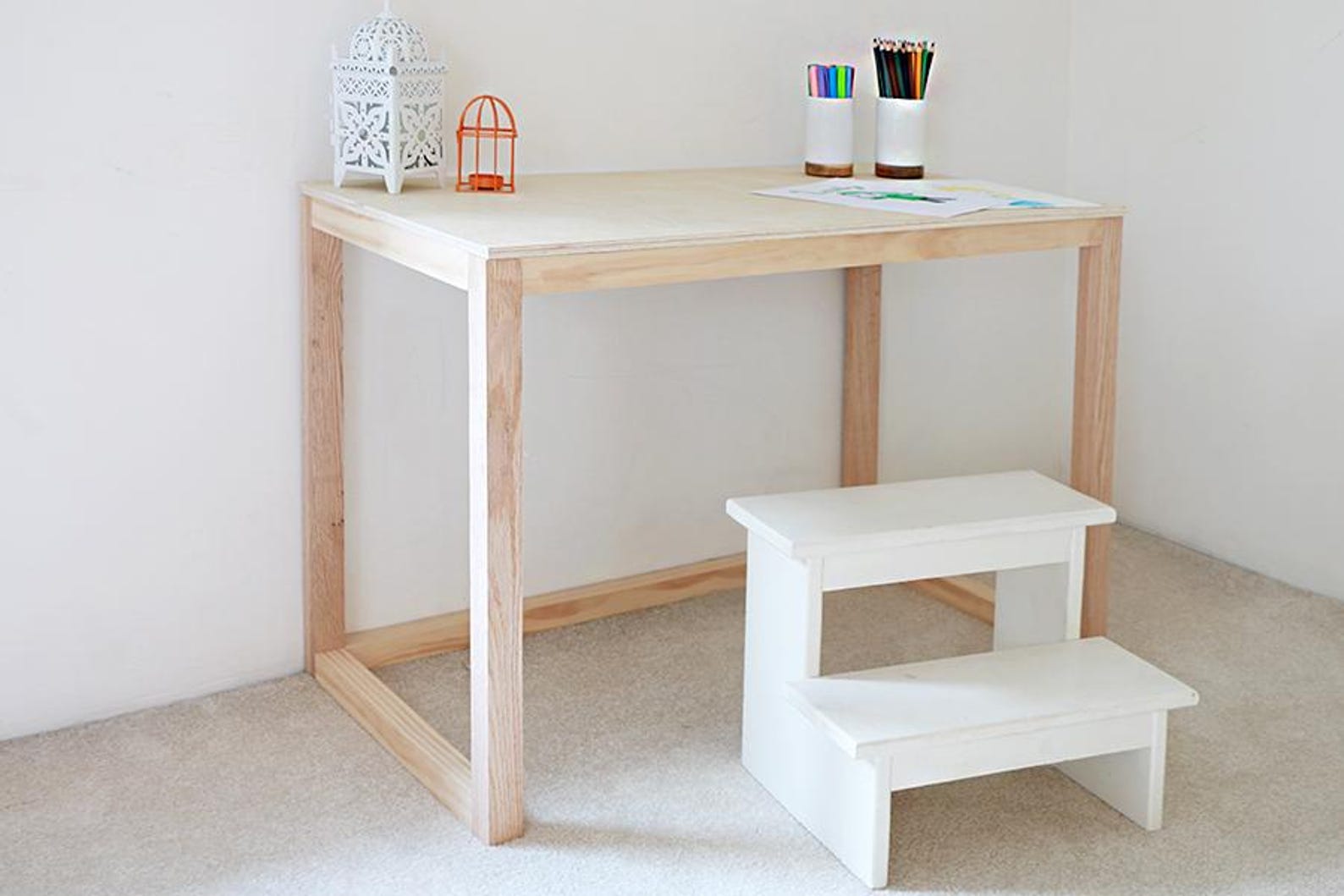 DIY Kids Desk, DIY Desk Kids, Kids Coloring Desk, Woodworking Child ...