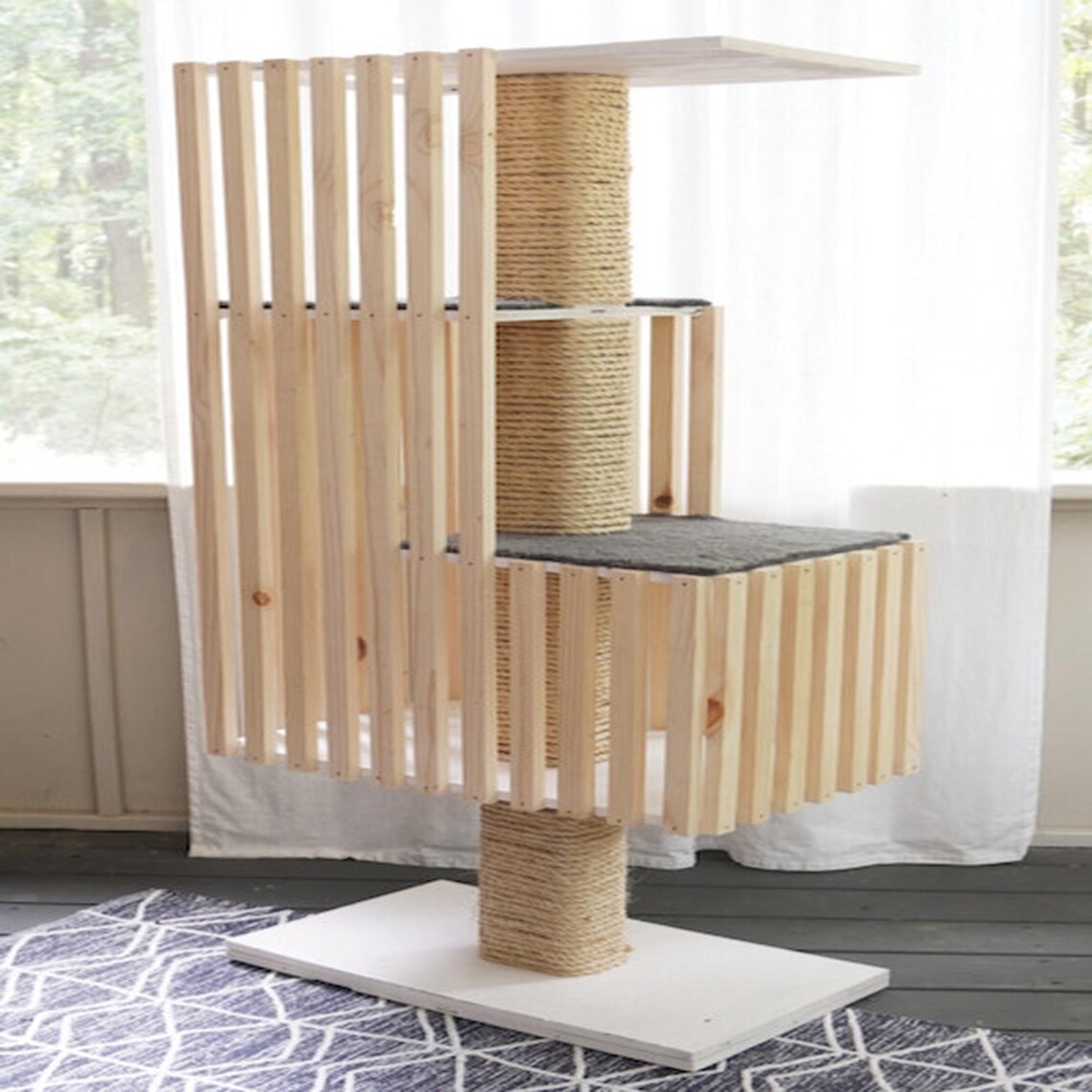 DIY Modern Cat Tree, Modern Cat Tree, Woodworking Cat Tree, Mid-century ...