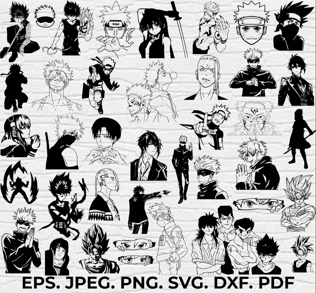 Anime Svg Bundle, Anime Clipart, Anime Svg, Anime Silhouette, Anime Cut ...