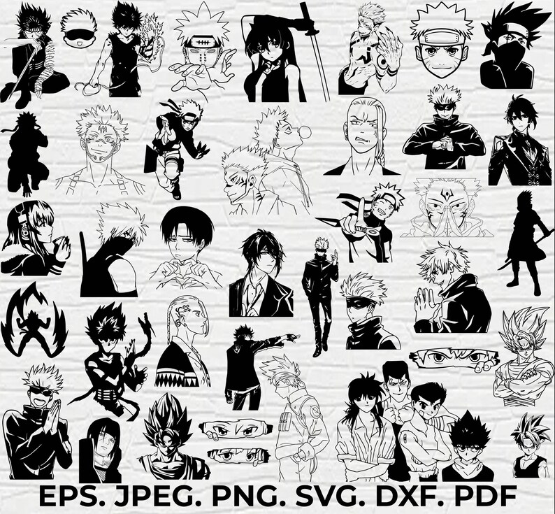 Anime Svg Bundle, Anime Clipart, Anime Svg, Anime Silhouette, Anime Cut ...