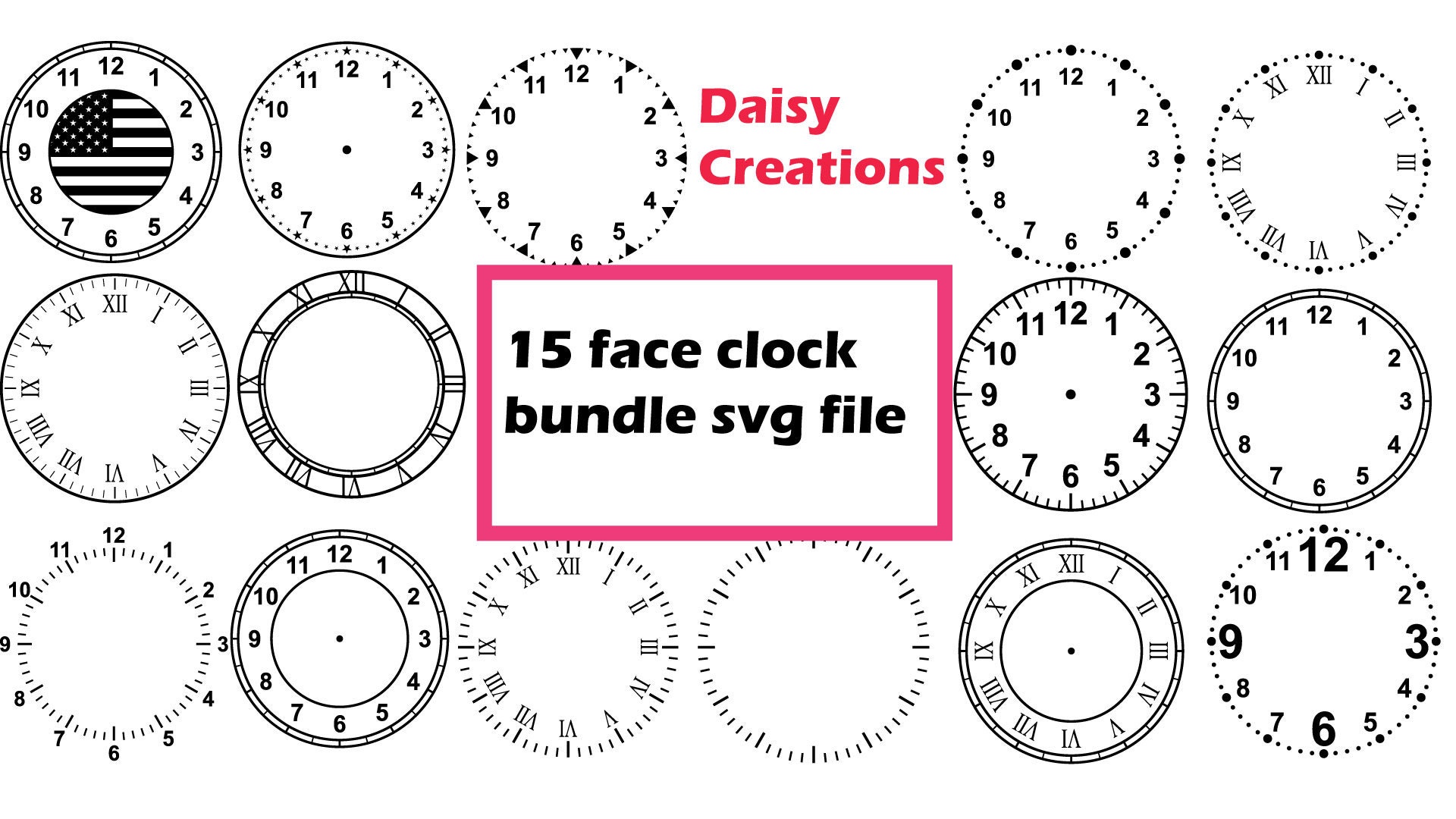 Clock Face Svg Bundle, Clock Face Clipart, Clock Face Svg for Cricut ...