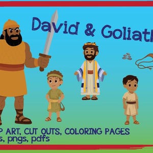 David and Goliath Bible Story Clip Art & Coloring Pages - PNG JPG PDF ...