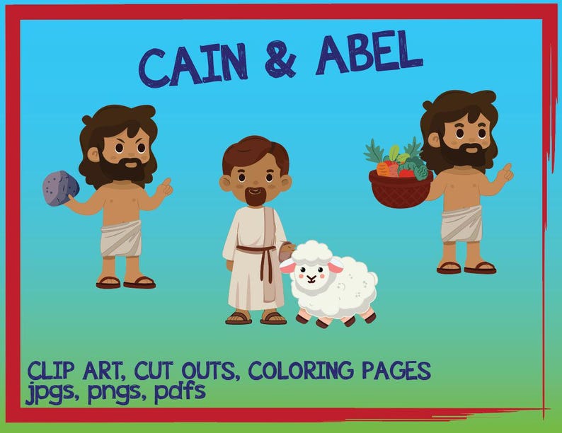 Cain and Abel Story Clip Art & Coloring Pages - PNG JPG PDF - Etsy