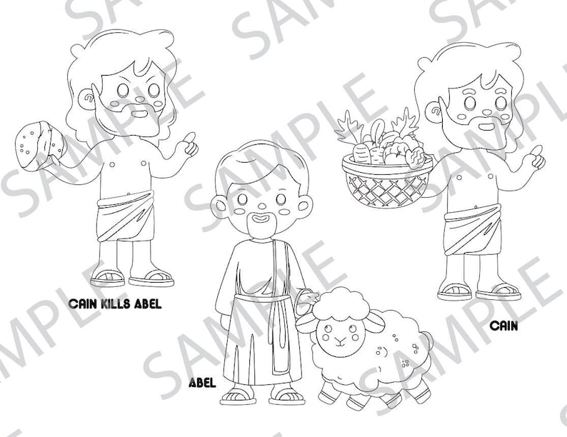Cain and Abel Story Clip Art & Coloring Pages - PNG JPG PDF - Etsy