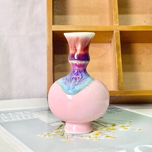 Pink Miniature Pottery Bud Vases for Desk Decor, Handmade Mini Mommy ...