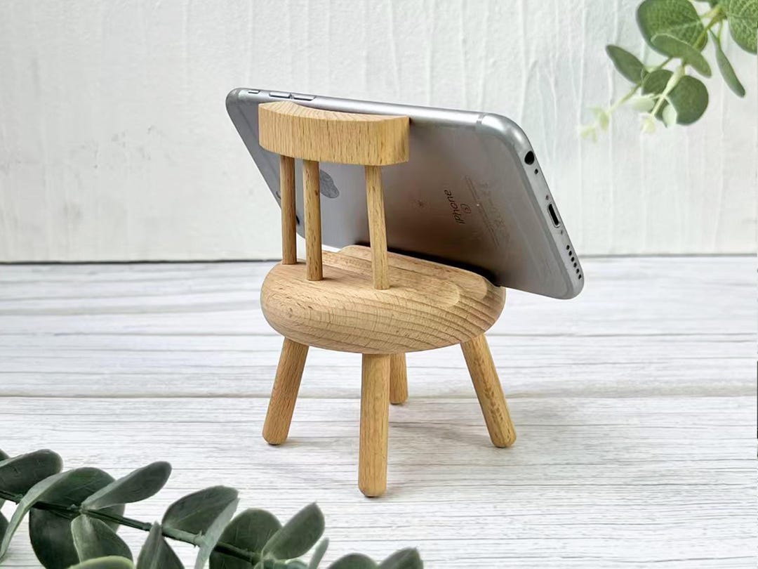 Wooden Chair Phone Stand Stylish Desk Organizer, Cute Chair Phone ...