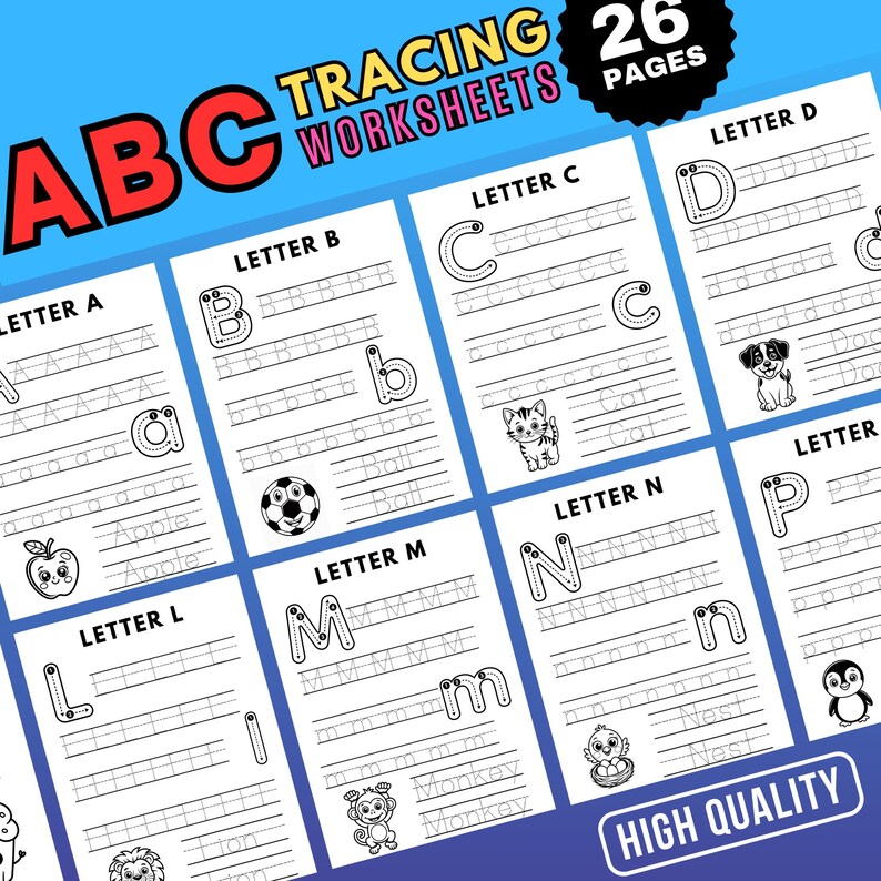 ABC Tracing Worksheets for Kids | A-Z Handwriting Practice PDF ...