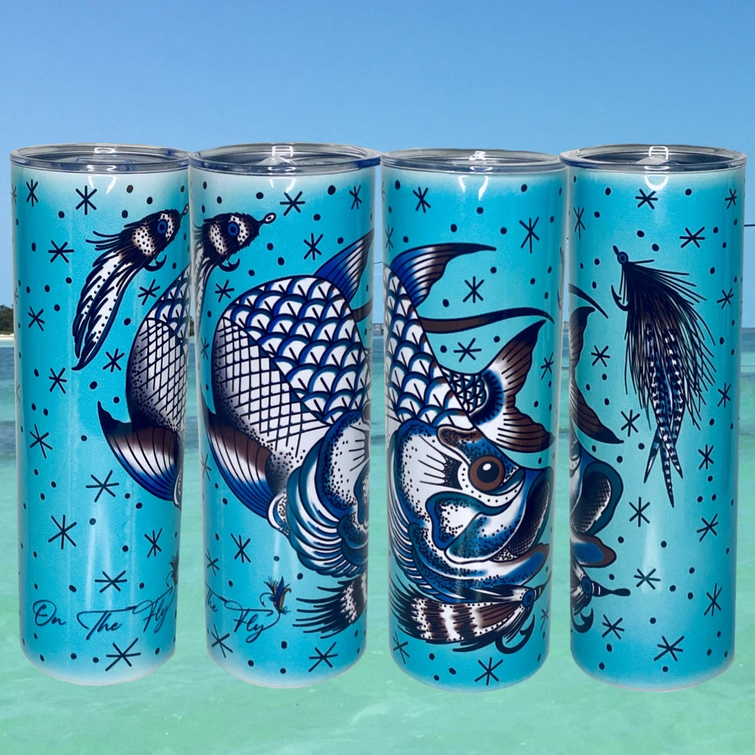 On the Fly Tarpon Fly Fishing Tattoo Stainless Steel Insulated Tumbler ...