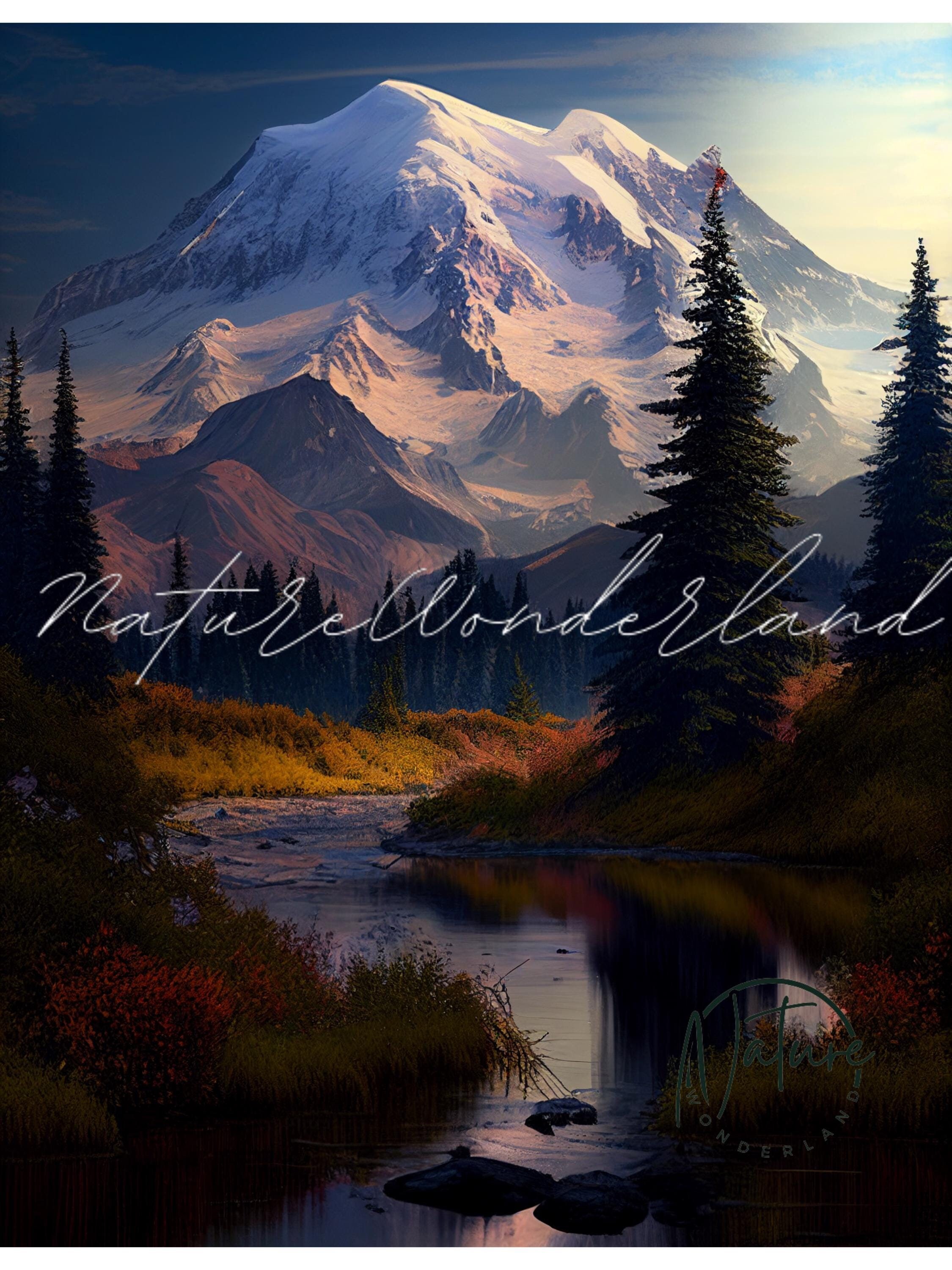 Mt Rainier Wall Art| Mt Rainier Print | Washington State Poster | Mount ...