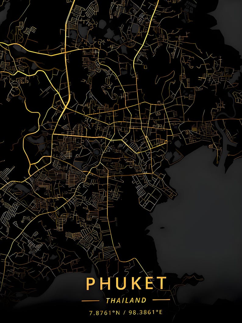 Map of Phuket, Thailand Poster - Etsy