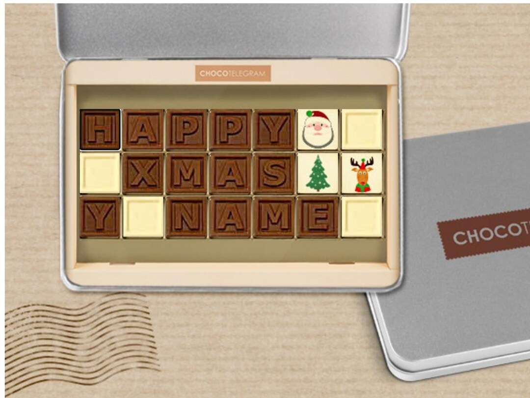 Personalized Happy Xmas Chocolate Gift Festive Chocolate Box With Tree ...