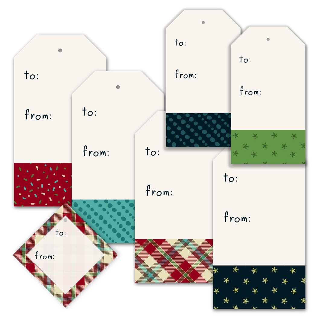 Printable Christmas Gift Tags: Plaid, Tartan, Sprinkles (PDF) - Etsy