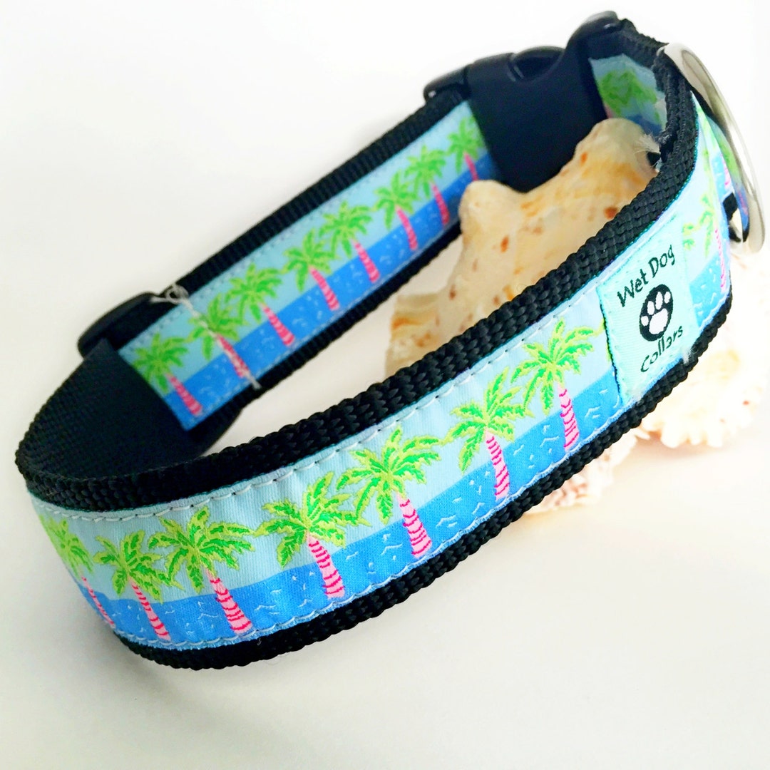 Palm Trees Beach Dog Collar: Stainless Steel, Marine Grade - Etsy