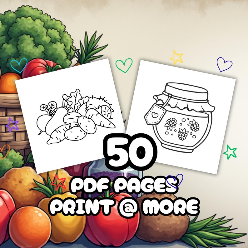 50 Bold and Easy Colouring Pages Farmers Market Coloring Book ...