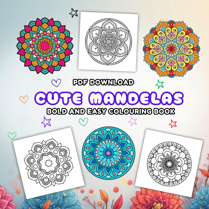 50 Bold and Easy Colouring Pages Cute Mandala Coloring Book | Mandala ...