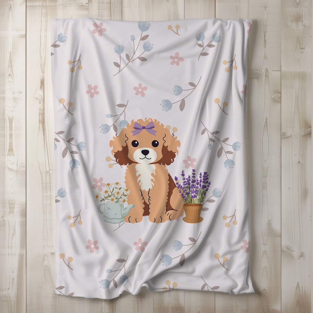 Floral Designed Cavapoo Maltipoo Puppy Throw Blankets Cozy Gift for Dog ...