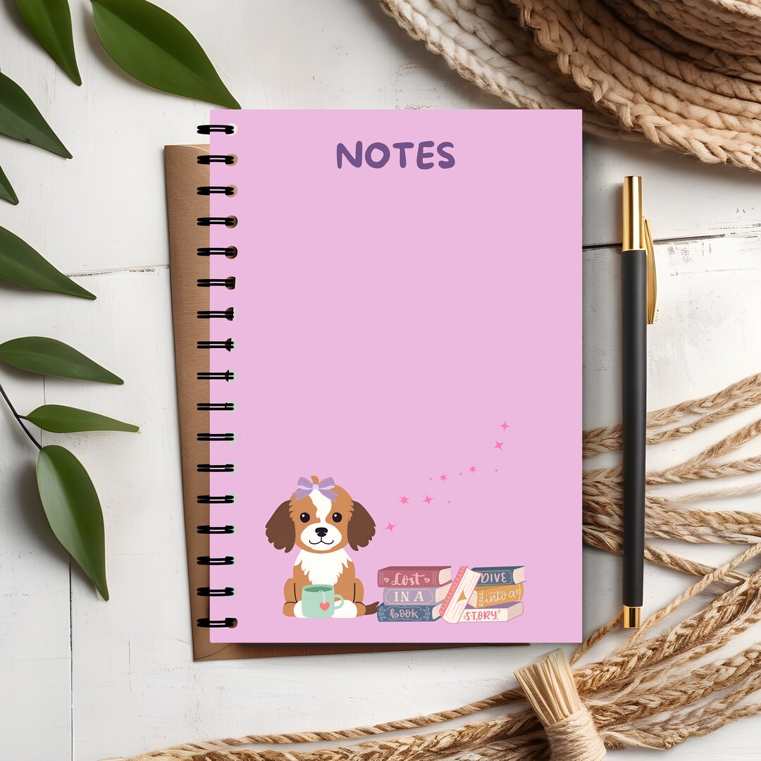 Reading Tails Spiral Notebook Aesthetic Adorable Cute Floral Planner ...