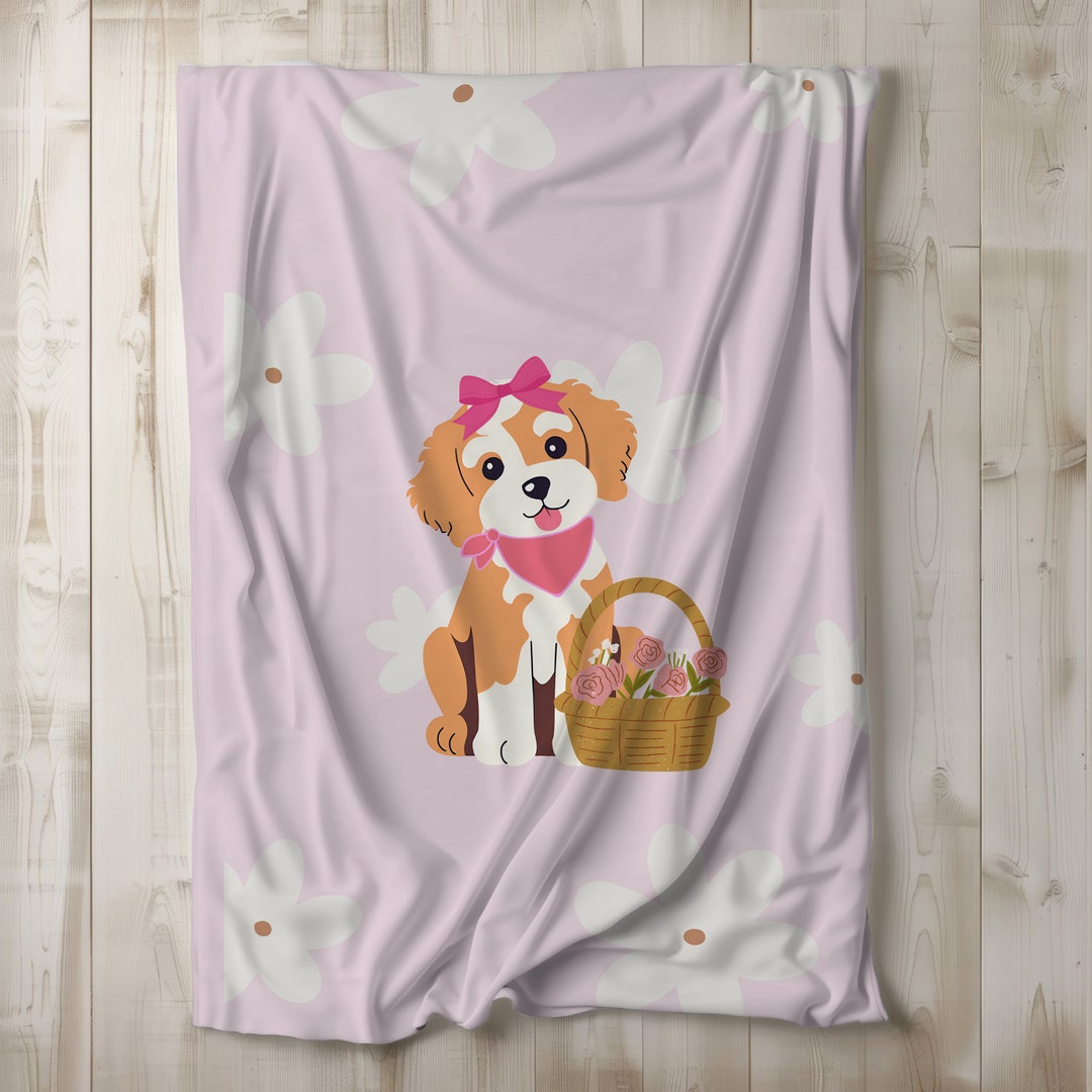 Coquette Romantic Floral Cavapoo Puppy Throw Blanket Cozy Gift for Dog ...