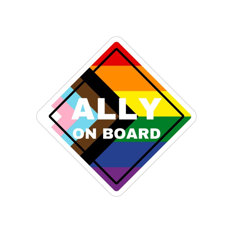 Ally Sticker, Diversity, Gay Pride, LGBTQIA, Fun Rainbow Decal, Car ...