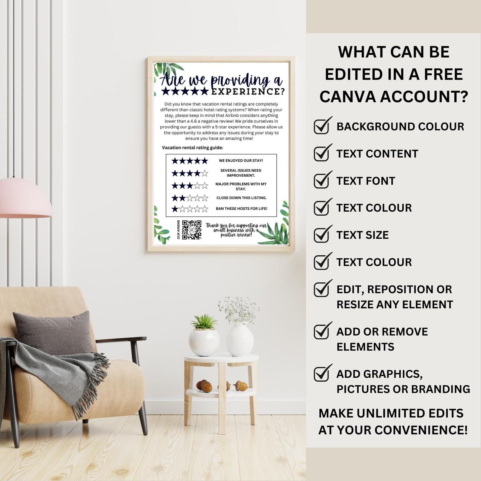 Airbnb Host Templates | 5 Star | Vrbo Review Sign | Airbnb Review ...