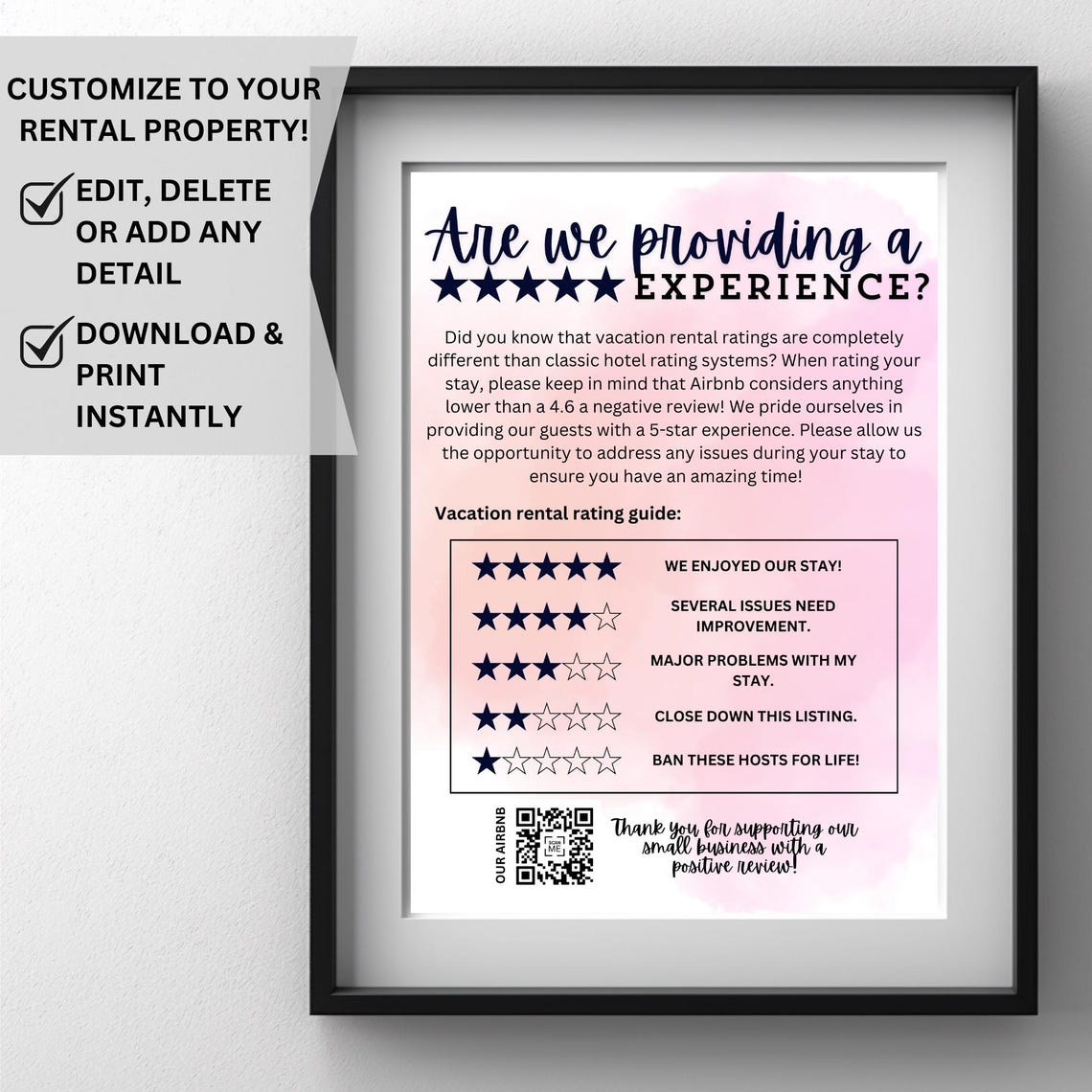 Airbnb Host Templates | 5 Star | Vrbo Review Sign | Airbnb Review ...
