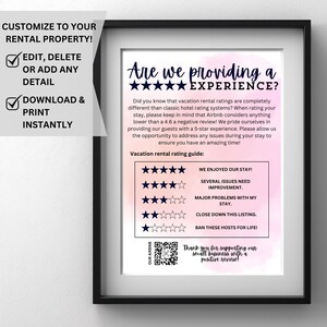 Airbnb Host Templates | 5 Star | Vrbo Review Sign | Airbnb Review ...
