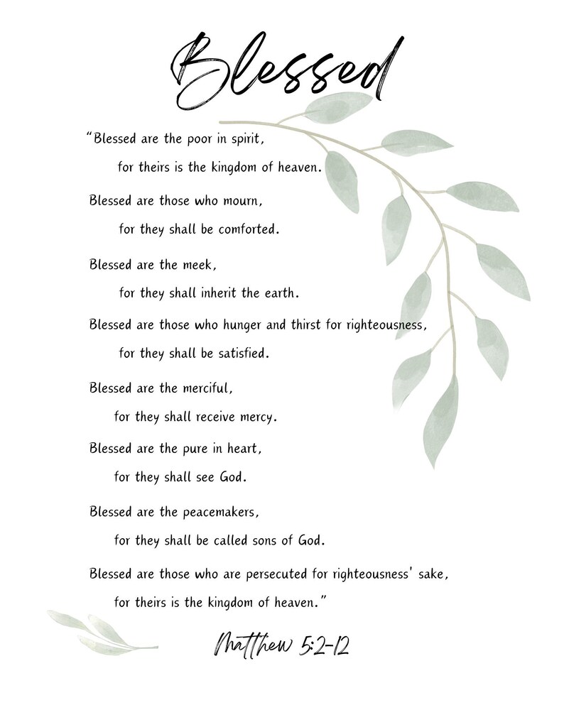 Beatitudes / Christian Bible Verse Wall Art / Printable Instant ...