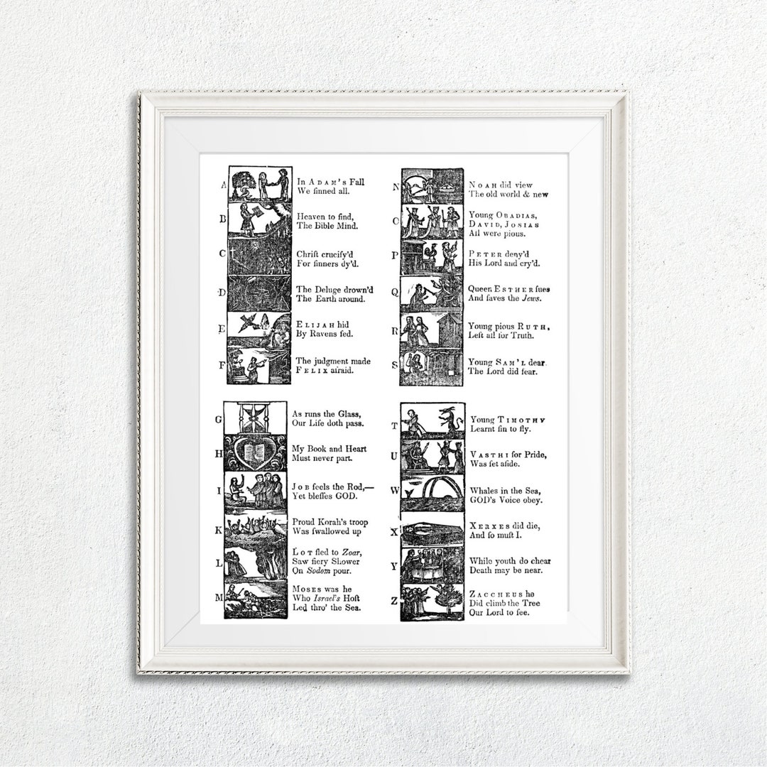 New England Primer Alphabet of Lessons Pictures Colonial American ...