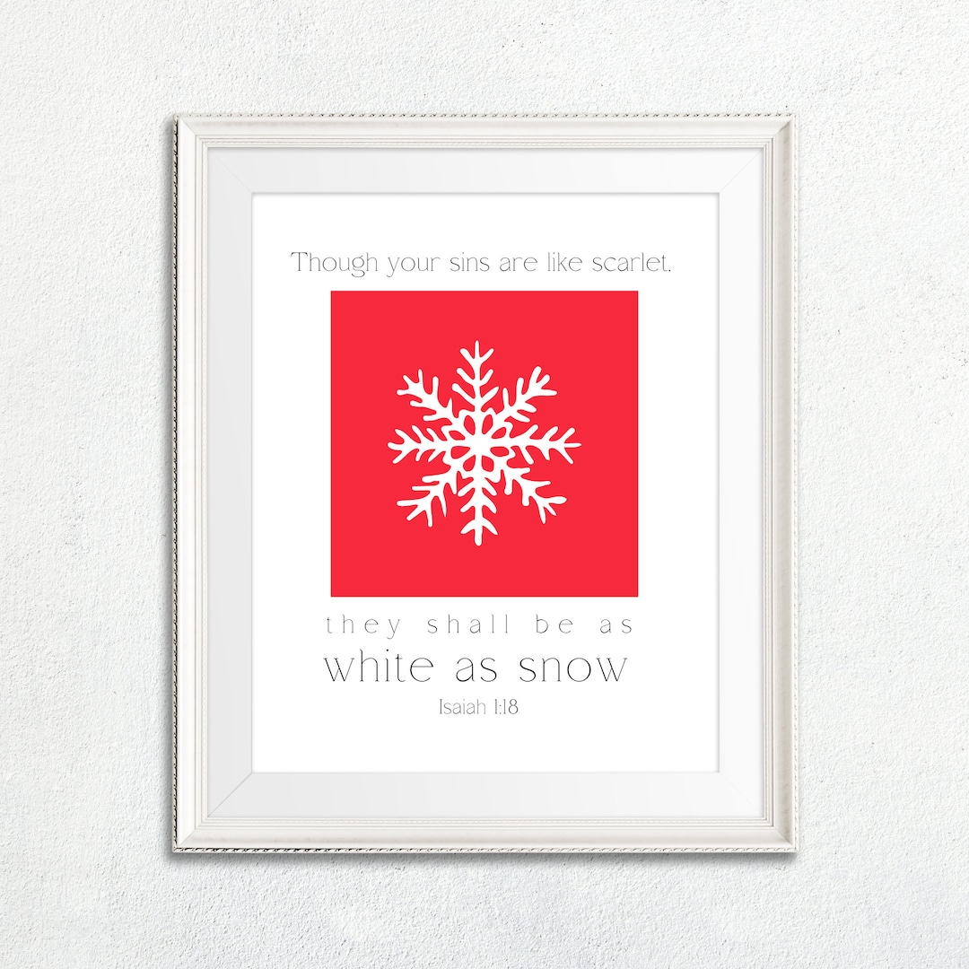 As White as Snow Scarlet / Christian Bible Verse Wall Art / Printable ...