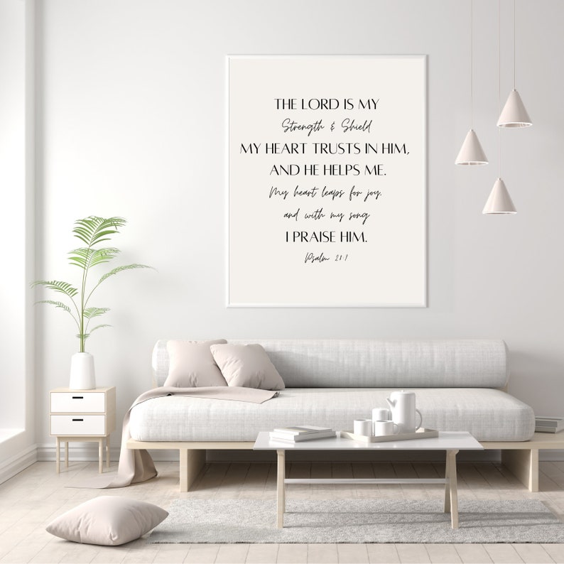 The Lord is My Strength and Shield / Christian Bible Verse Wall Art ...