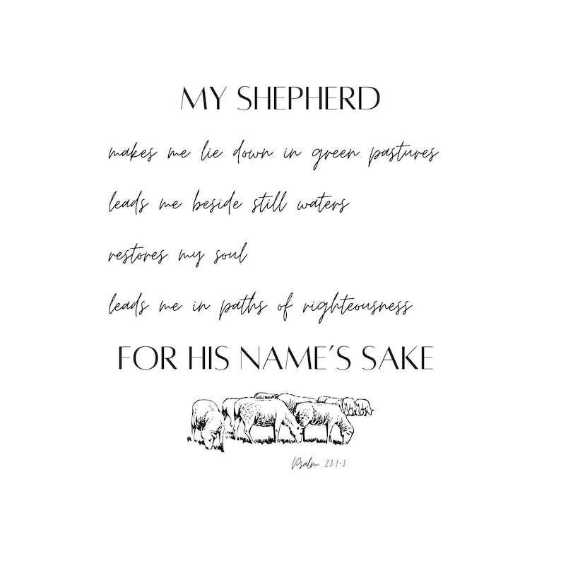 The Lord is My Shepherd Bible Verse Art Printable Download Psalm 23 - Etsy