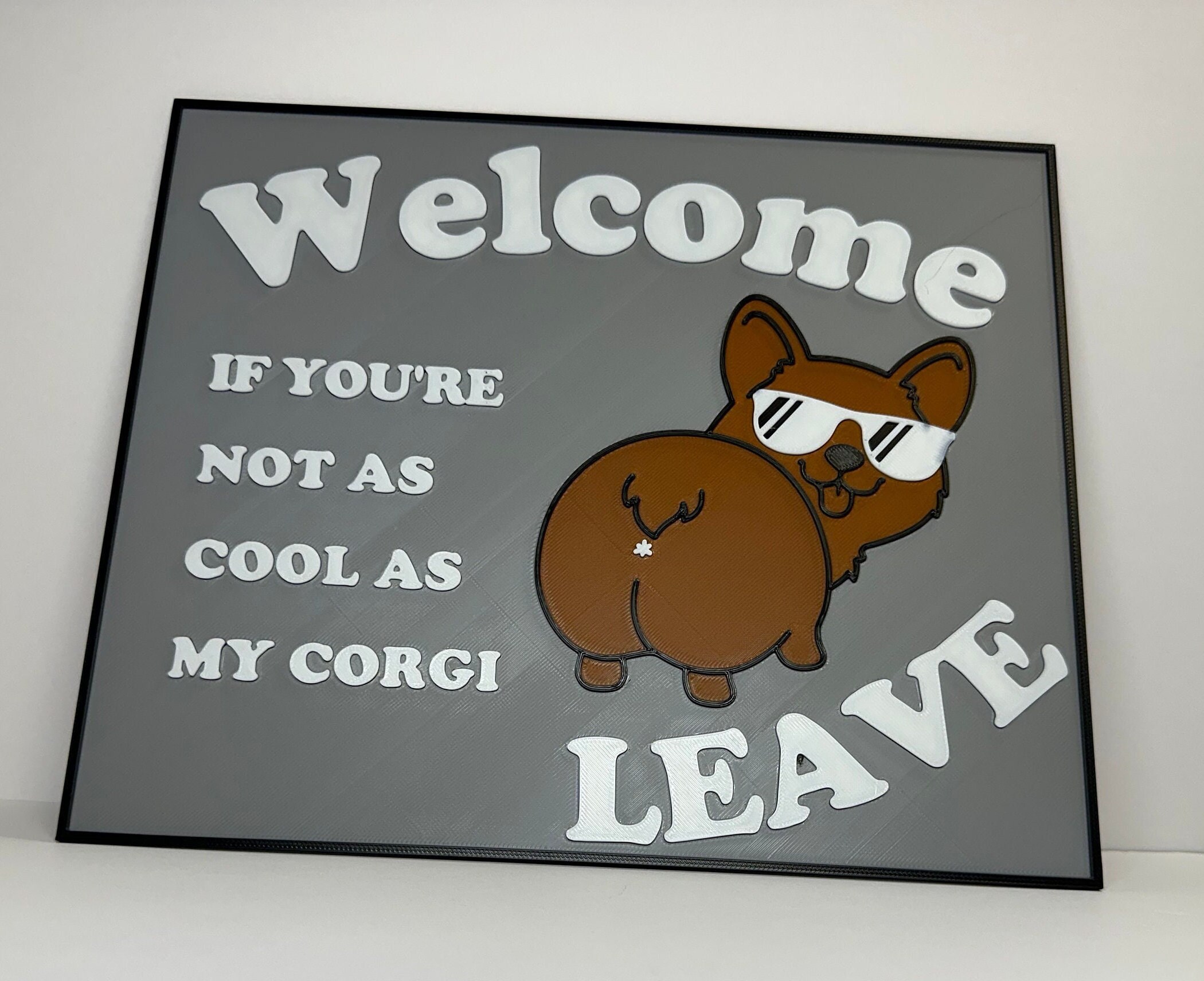 Welcome Corgi Sign – Cute 3D Printed Door Sign With Funny Message ...