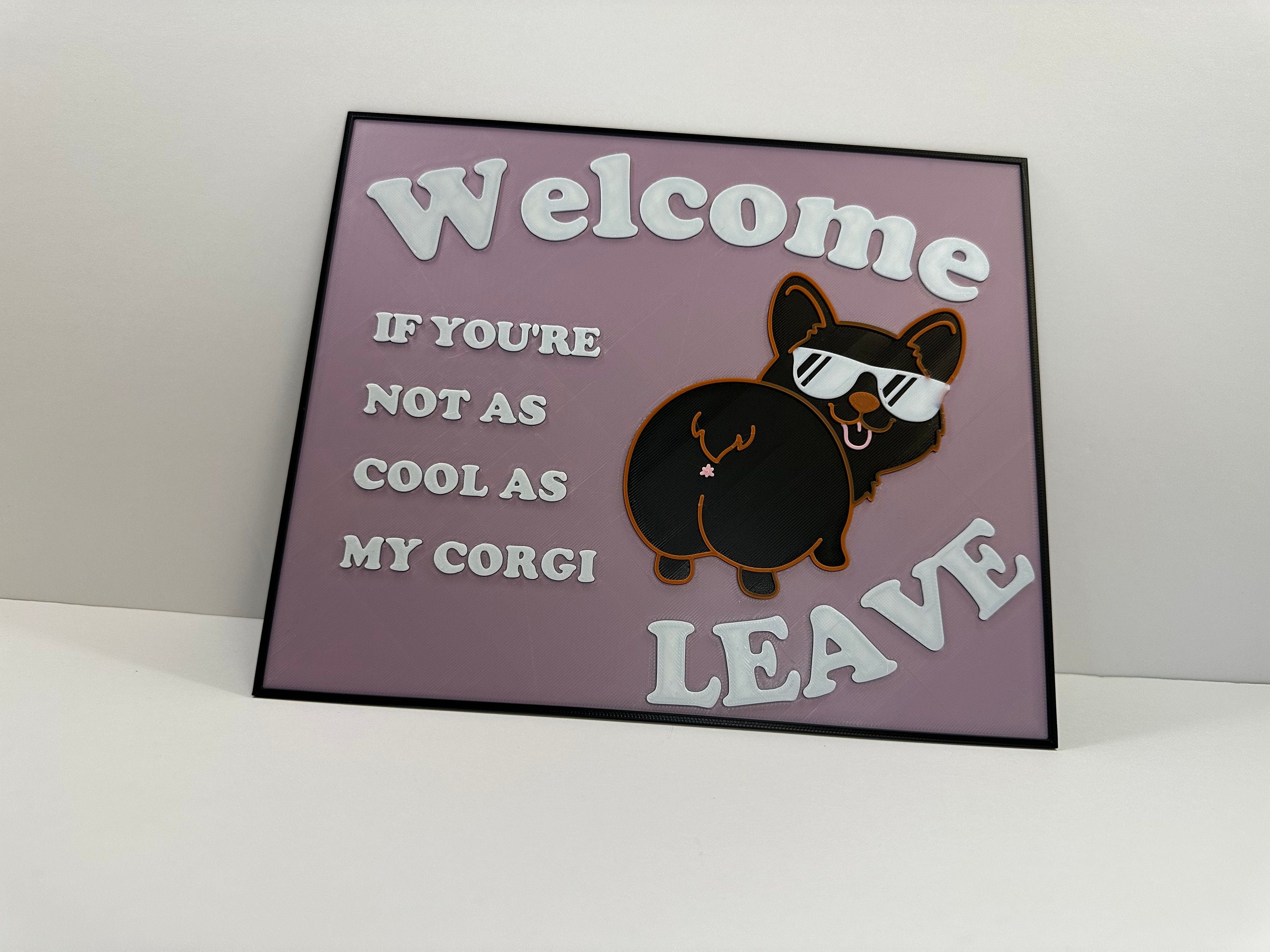 Welcome Corgi Sign – Cute 3D Printed Door Sign With Funny Message ...