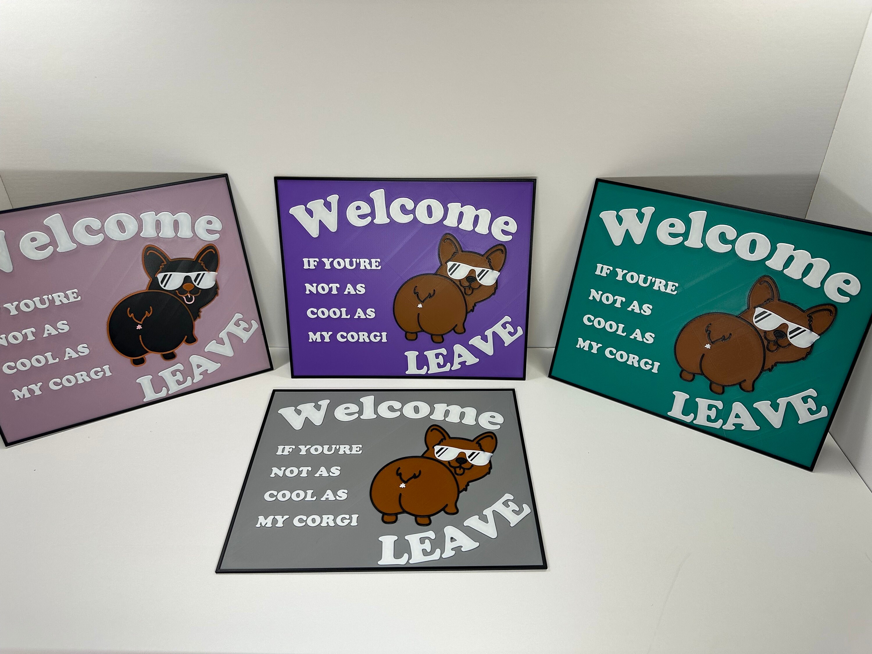 Welcome Corgi Sign – Cute 3D Printed Door Sign With Funny Message ...