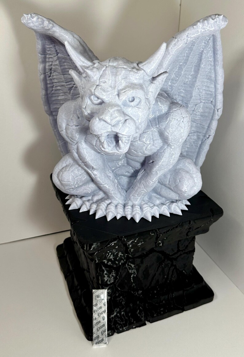 Gothic Gargoyle Statue With Pedestal | Unique 3D Printed Decor - Etsy