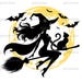 Witch Moon Cat Silhouette Whimsical Moon Girl Digital Art, Transparent ...