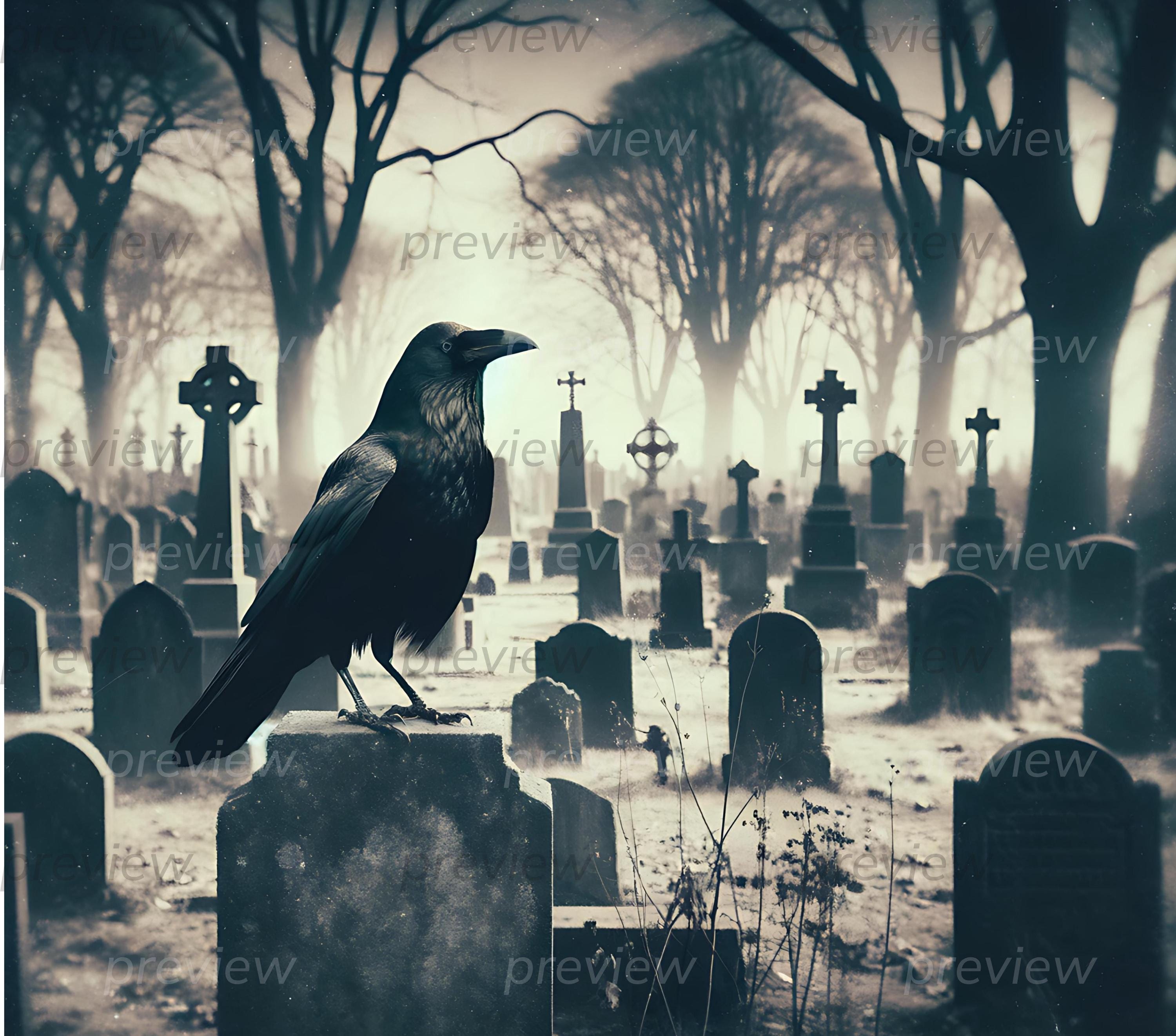 Creepy Crows PNG for Halloween Tumbler Wraps 20 Ounce Cemetery Design ...