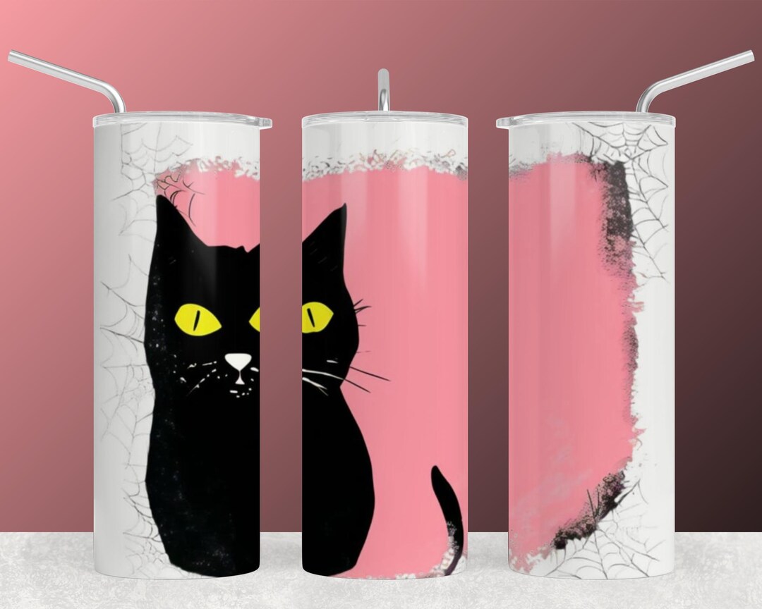 Preppy Cat PNG- Cute Black Cat PNG With Pink Accents Designs for ...