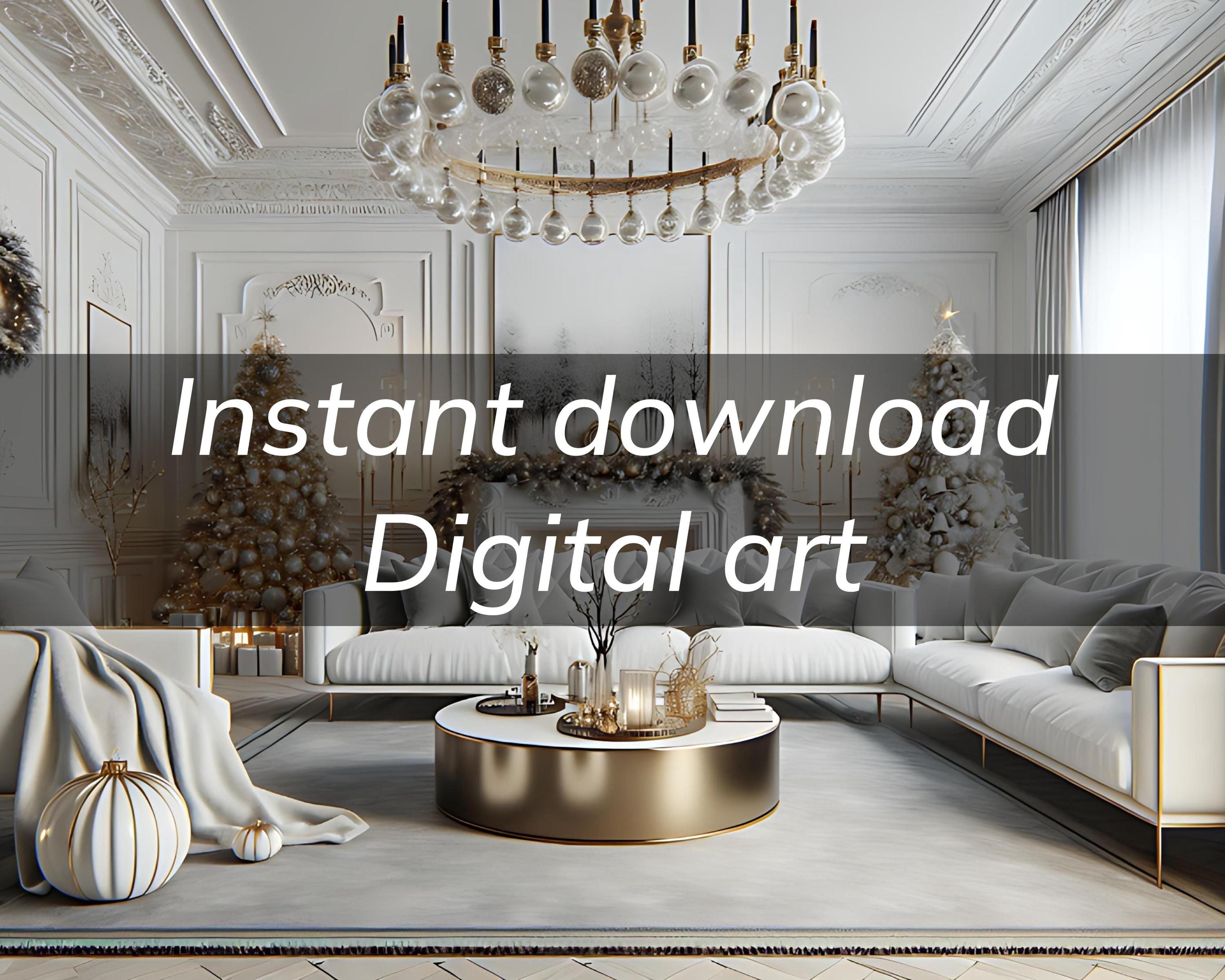Elegant Digital Art Printable for Instant Download - Cozy Winter Living ...